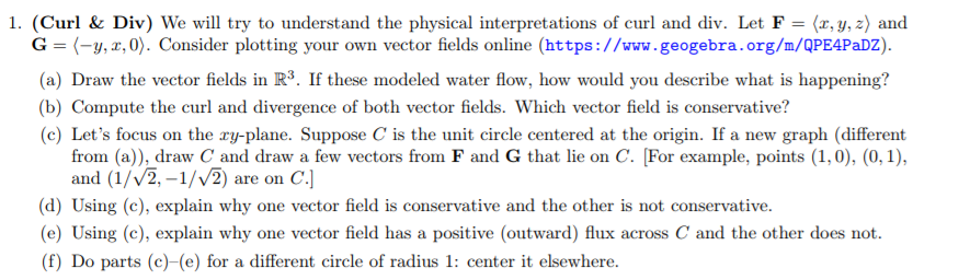 Solved 1. (Curl & Div) We will try to understand the | Chegg.com