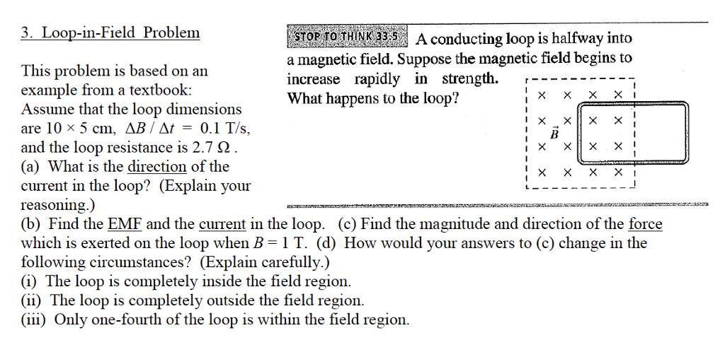 Solved STOP TO THINK 33A conducting loop is halfway into a | Chegg.com