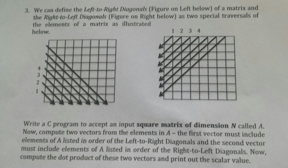Solved We um, define the left to right Diagonals (Figure on | Chegg.com