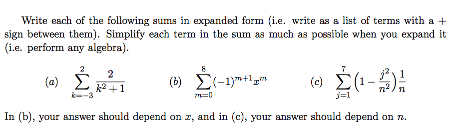 Solved Write each of the following sums in expanded form | Chegg.com