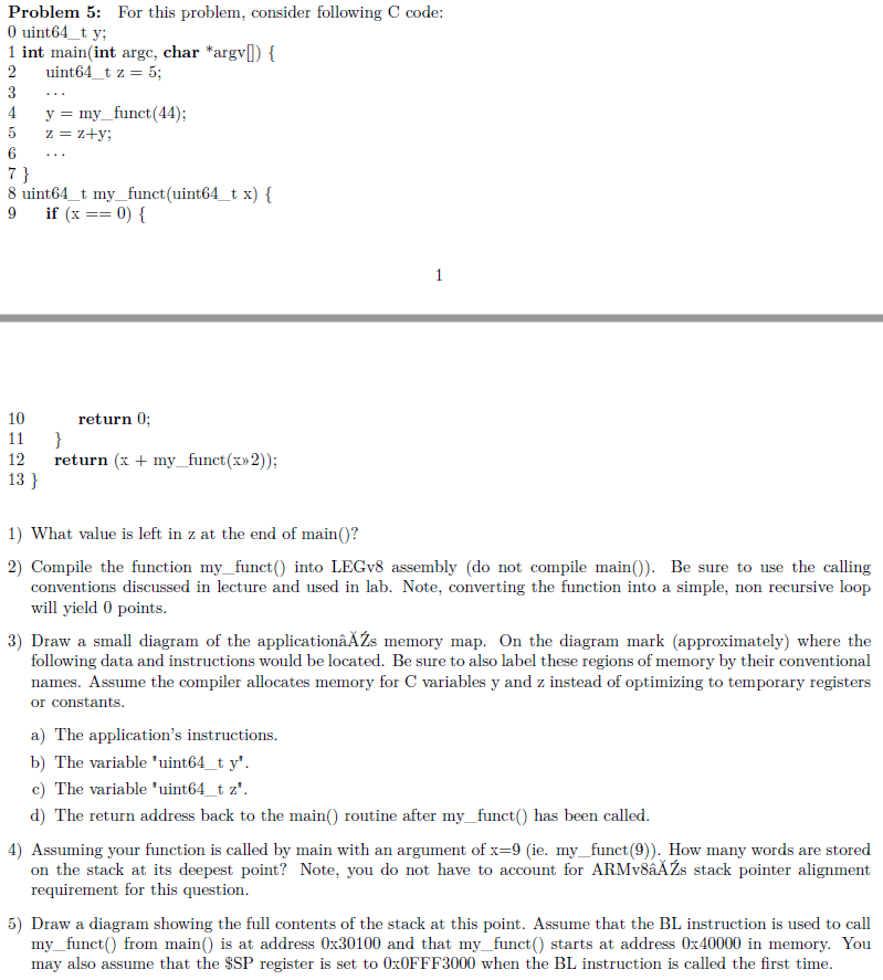 Problem 5: For this problem, consider following C | Chegg.com