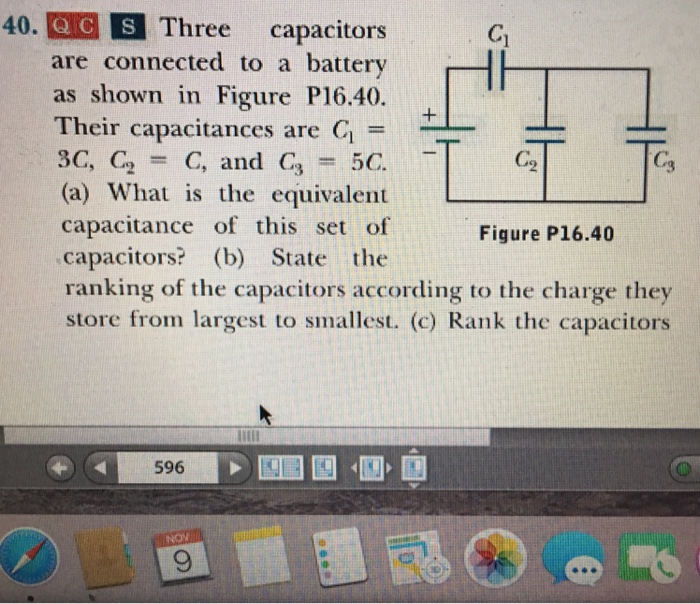 Solved 40. QG S Three capacitors are connected to a battery | Chegg.com