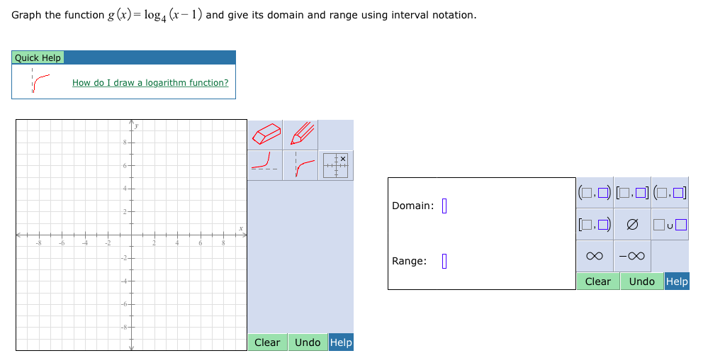 Solved Graph the function g(x) = log_4 (x - 1) and give its | Chegg.com