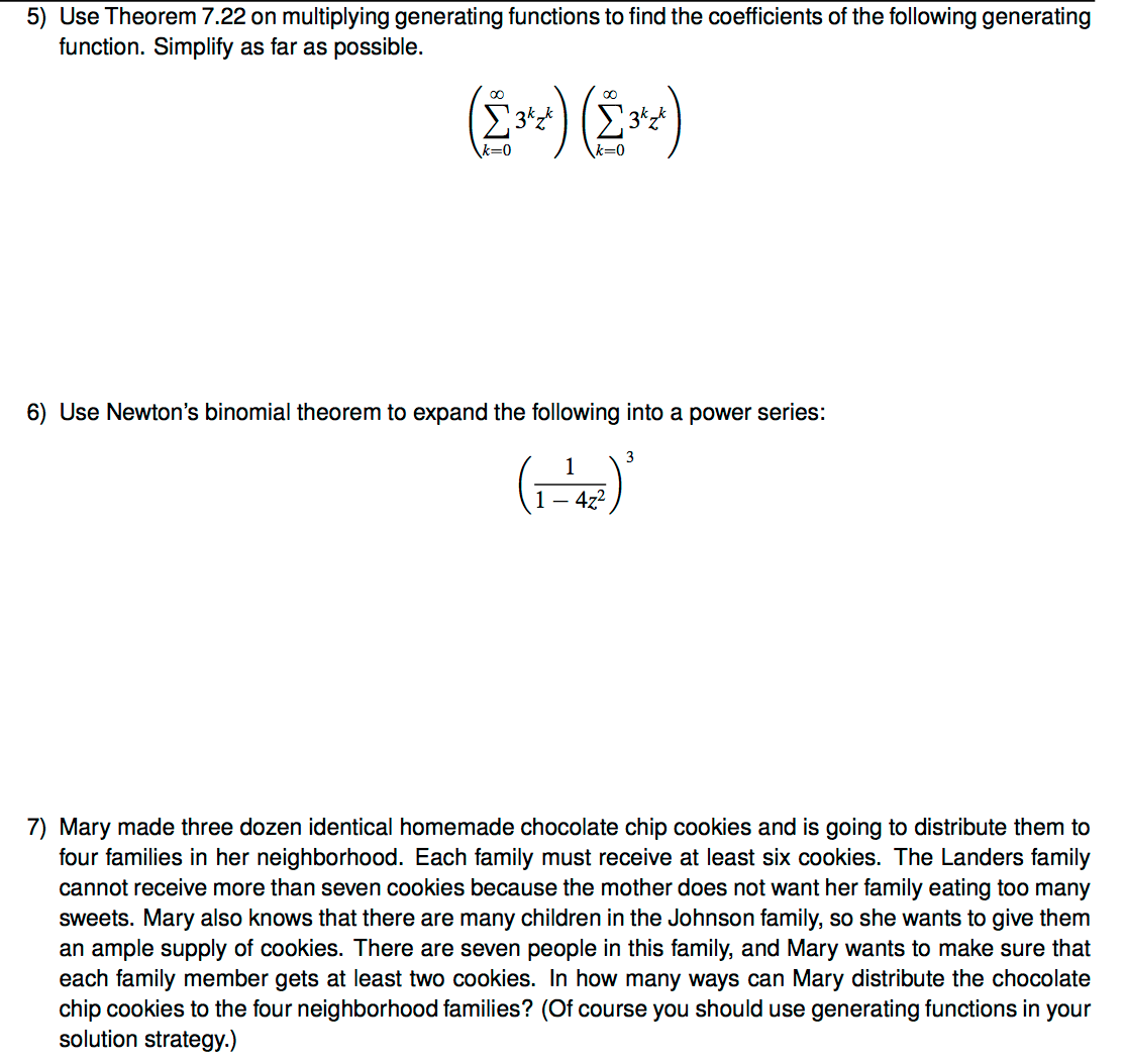 Solved Use Theorem 722 On Multiplying Generating Functions 1729