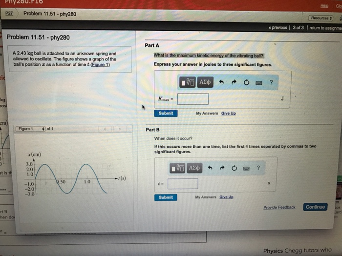 Solved A 2.43 kg ball is attached to an unknown spring and | Chegg.com