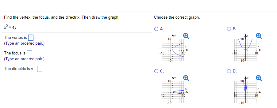 Solved Find the vertex, the focus, and the directrix. Then | Chegg.com