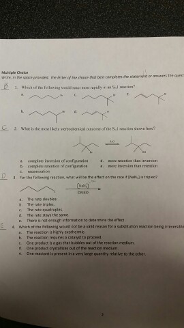 Which of the following would react most rapidly in an | Chegg.com