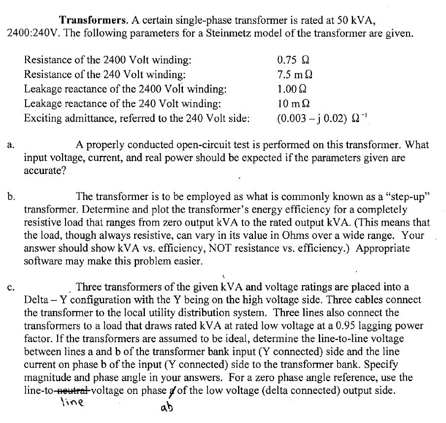 Solved Transformers. A certain single-phase transformer is | Chegg.com