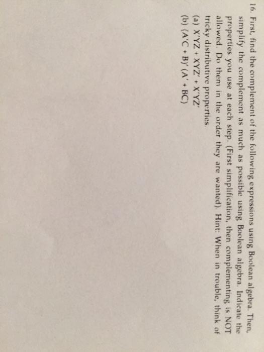 Solved First, find the complement of the following | Chegg.com