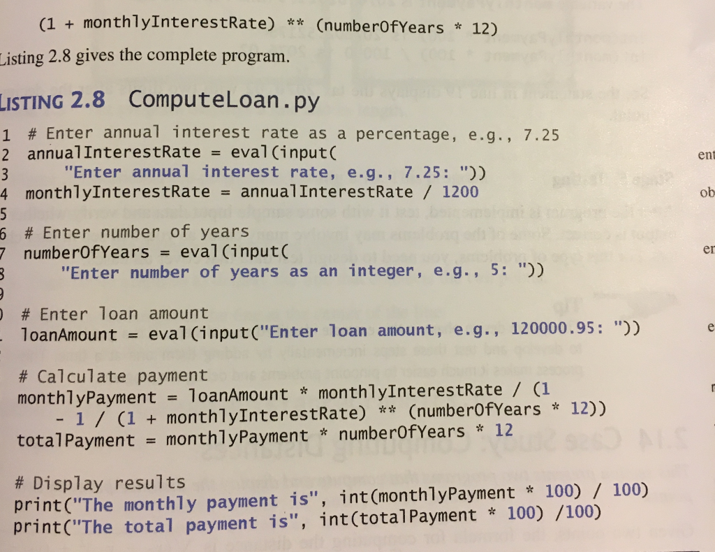 Solved ehensIve (Financial application: compare loans with | Chegg.com