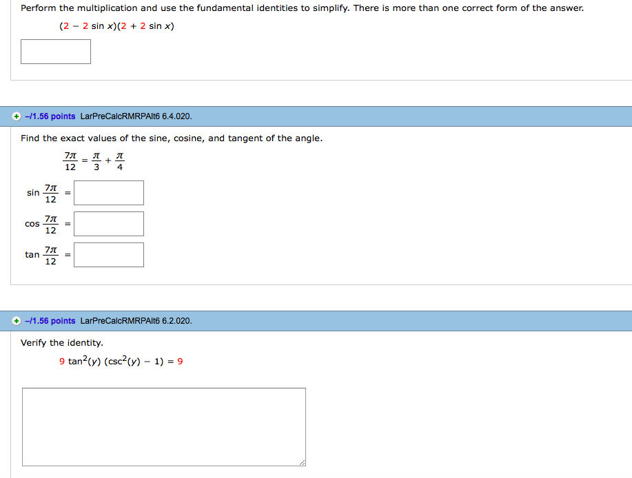 Solved Perform the multiplication and use the fundamental | Chegg.com