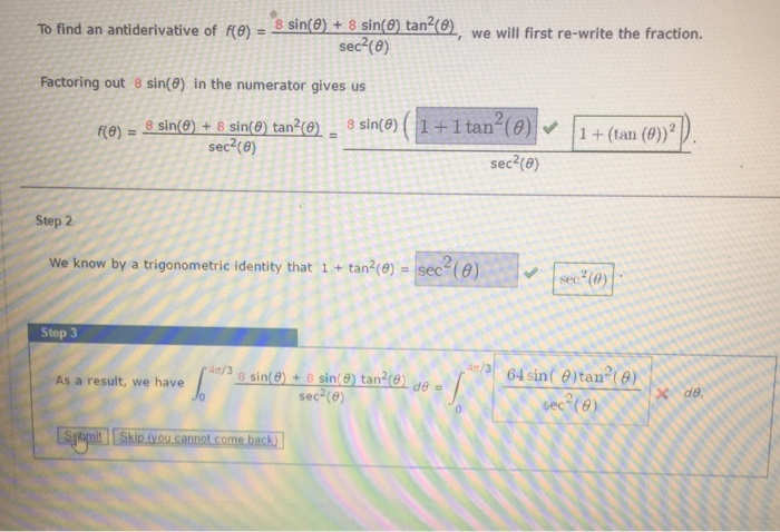 Solved To find an antiderivative of f(theta) = 8 sin(theta) | Chegg.com