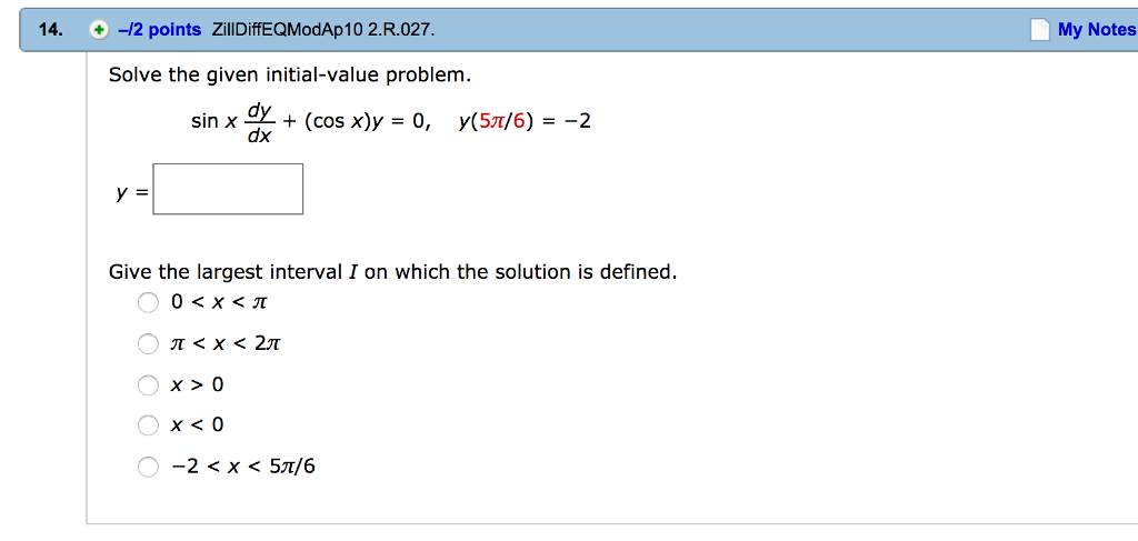 Solved Solve the given initial-value problem. Sin x dy/dx + | Chegg.com