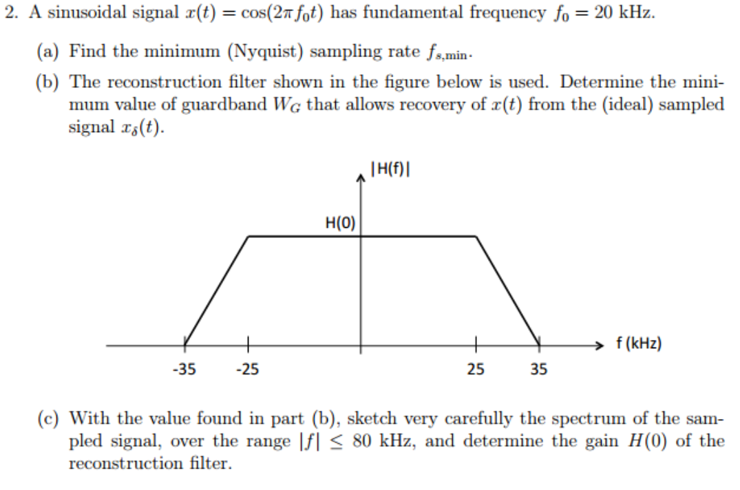 Solved A sinusoidal signal x(t) = cos(2 pi f_0t) has | Chegg.com