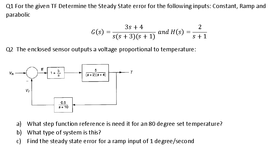 Solved Q1 For The Given Tf Determine The Steady State Error