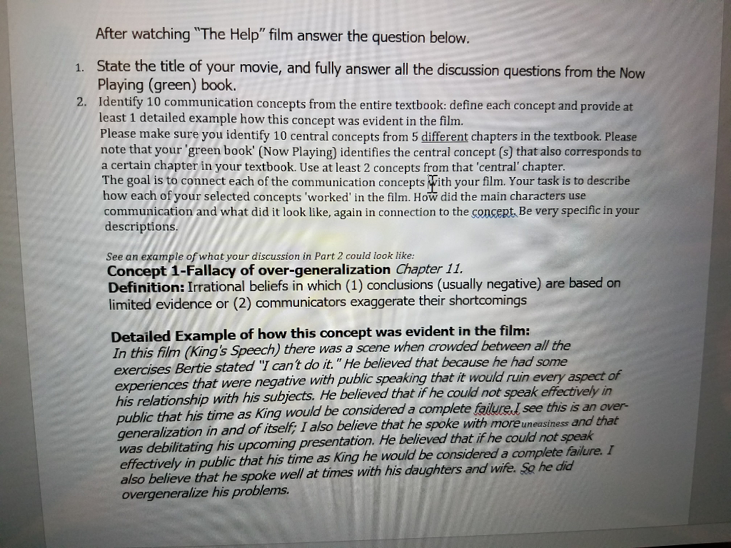 After watching "The Help"film answer the question | Chegg.com