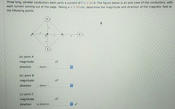 Solved Three long, parallel conductors each carry a current | Chegg.com