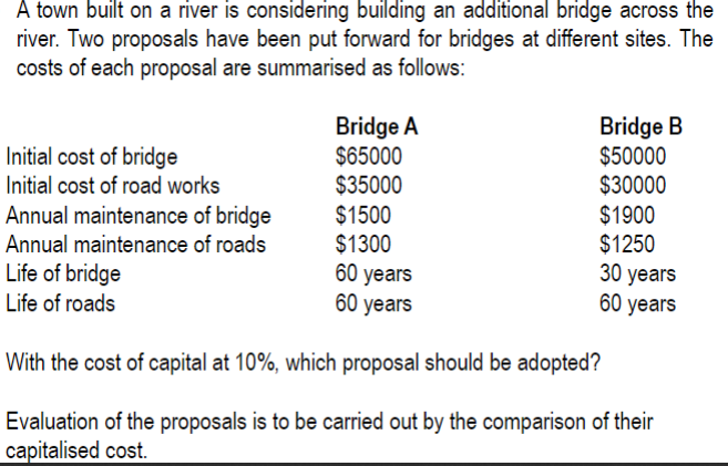 Solved A town built on a river is considering building an | Chegg.com