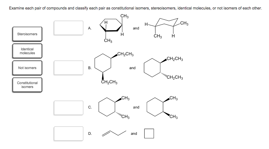 Solved Examine each pair of compounds and classify each pair | Chegg.com
