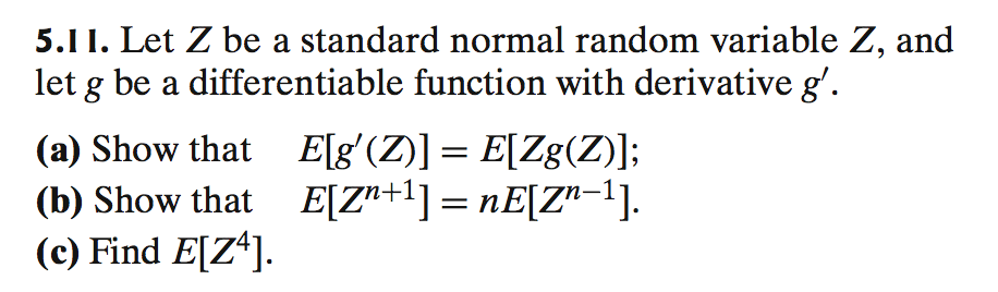 Solved 5.Π. Let Z be a standard normal random variable Z, | Chegg.com