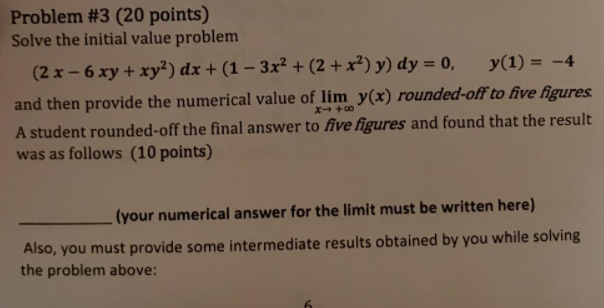 Solved Problem #3 (20 points) Solve the initial value | Chegg.com