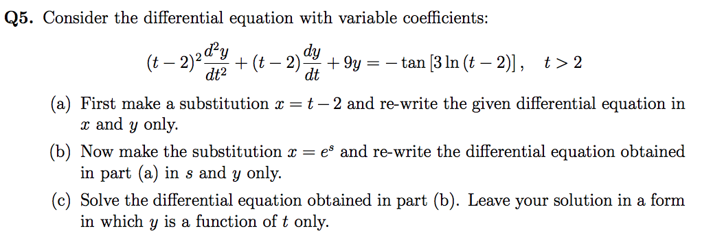 Solved Consider the differential equation with variable | Chegg.com