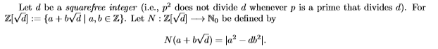 Solved Let d be a squarefree integer (i.e., p2 does not | Chegg.com