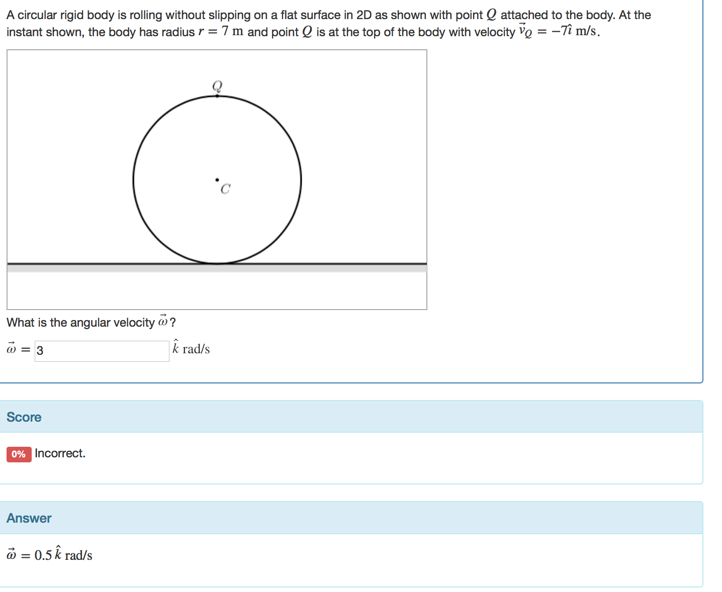 Solved A circular rigid body is rolling without slipping on | Chegg.com