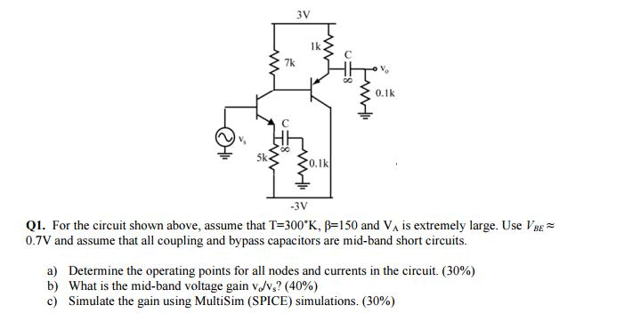 Solved For the circuit shown above, assume that T = 300'K, | Chegg.com