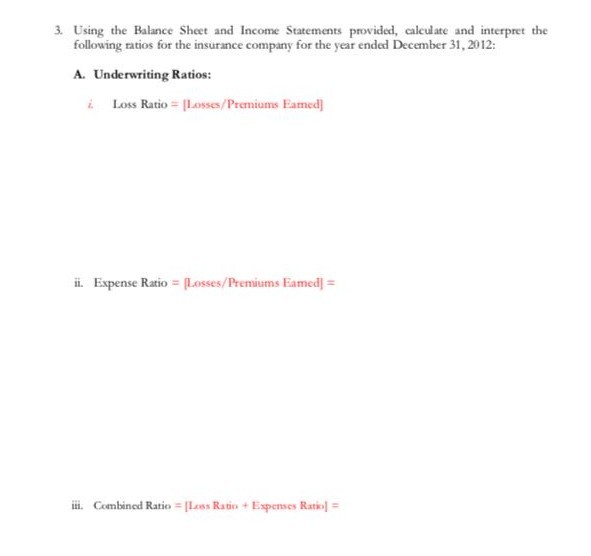 3. Using the Balan ce Sheet and Income Statements | Chegg.com