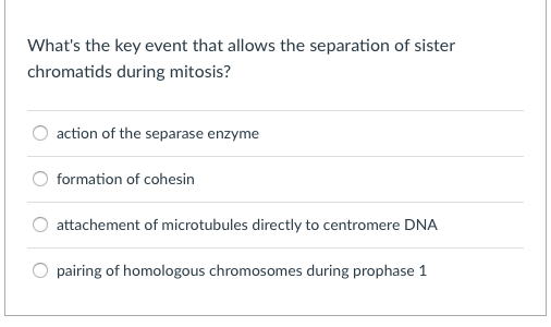 Solved What's the key event that allows the separation of | Chegg.com
