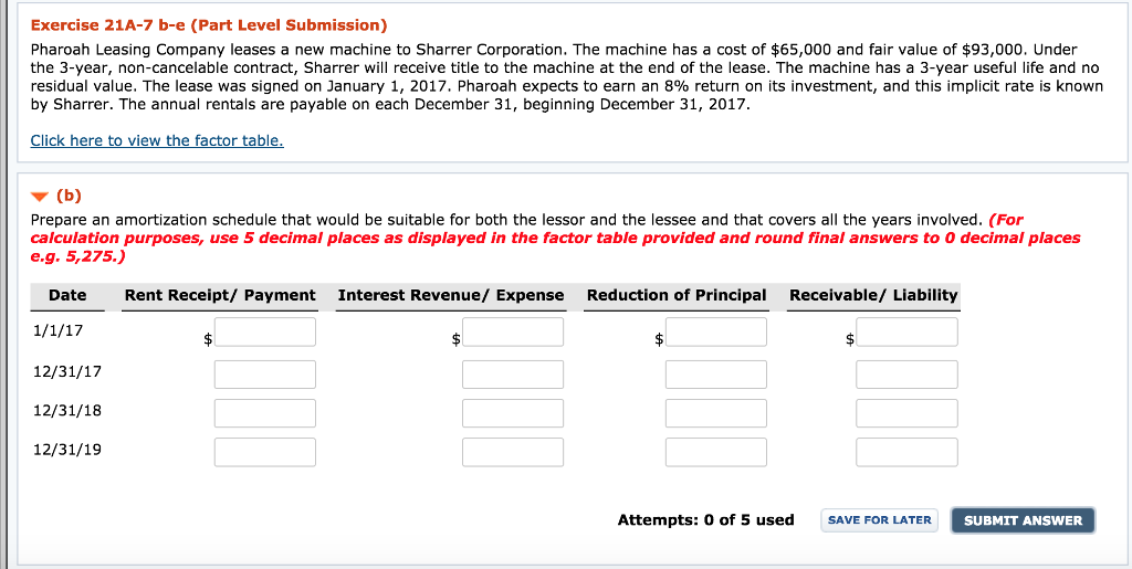 Solved Exercise 21A-7 b-e (Part Level Submission) Pharoah | Chegg.com