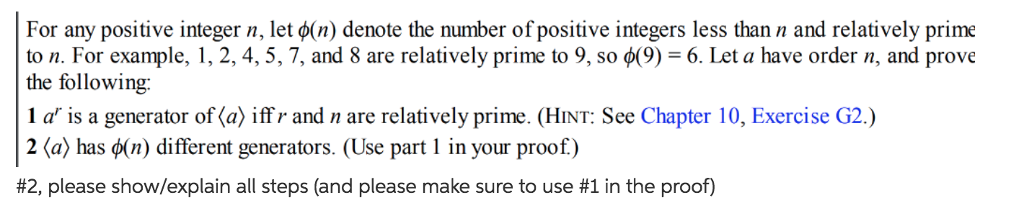 Solved For any positive integer n, let φ(n) denote the | Chegg.com