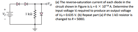Solved The reverse-saturation current of each diode in the | Chegg.com