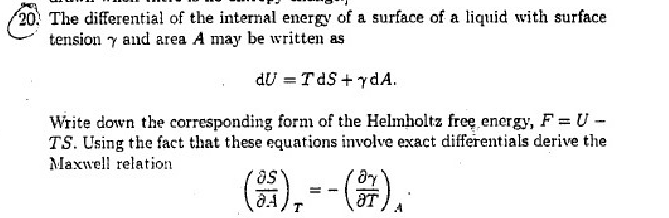 Solved The differential of the internal energy of a surface | Chegg.com
