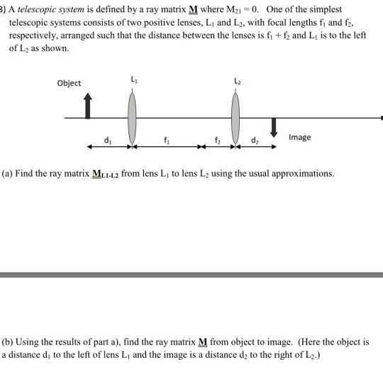 Solved Ray Matrix Of a Telescopic system | Chegg.com