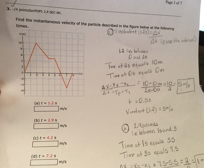 Solved Find the instantaneous velocity of the particle | Chegg.com