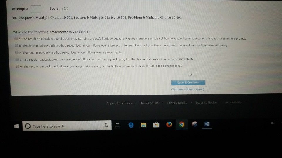 Solved Attempts: Score: /2.5 13. Chapter b Multiple Choice | Chegg.com