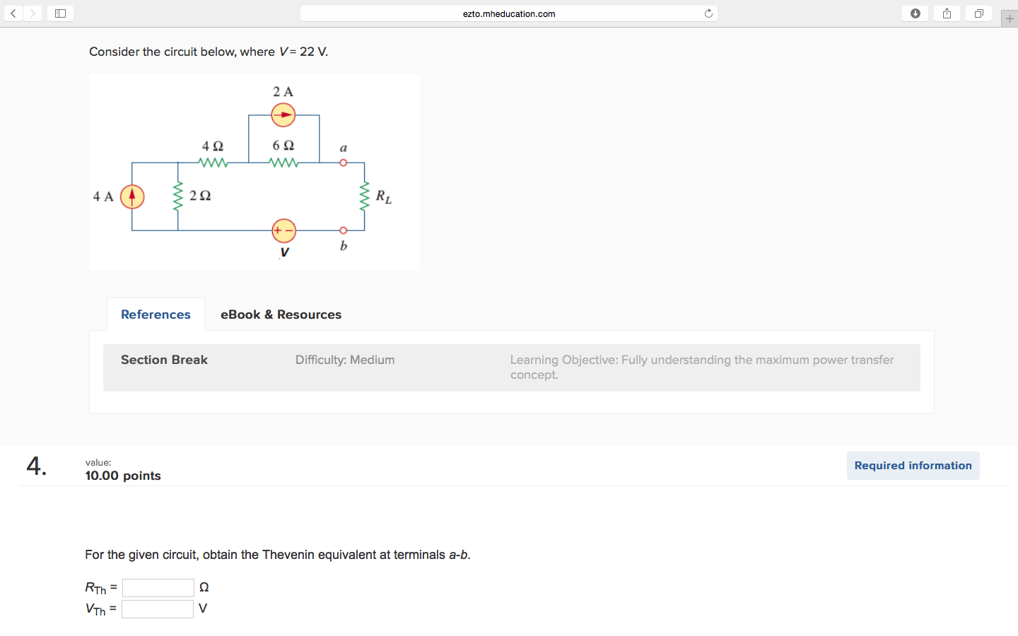 Solved Consider the circuit below, where V = 22 V. For the | Chegg.com