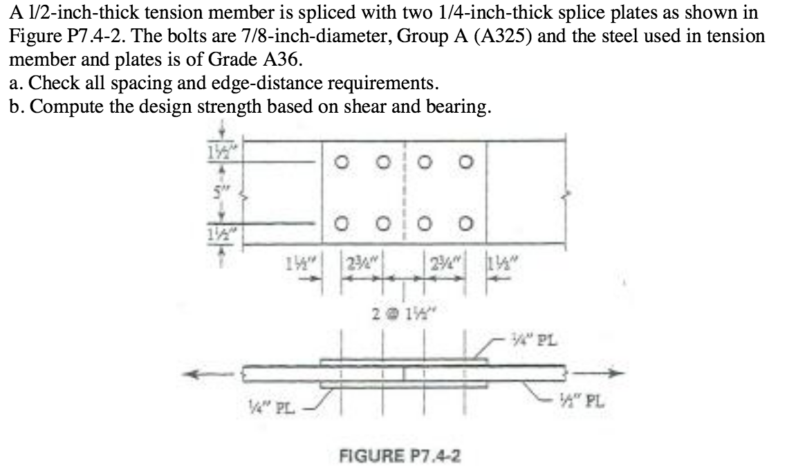 A 1/2-inch-thick tension member is spliced with two | Chegg.com