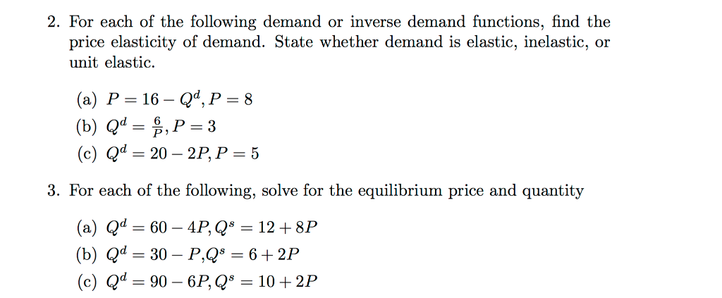Solved 2. For each of the following demand or inverse demand | Chegg.com