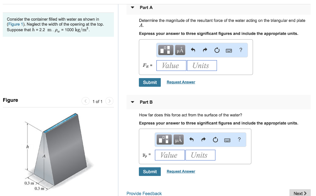 Solved Part A Consider the container filled with water as | Chegg.com