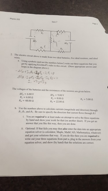 Solved Physics 222 R Al 8s 2 The Electric Circuit Above Is Chegg