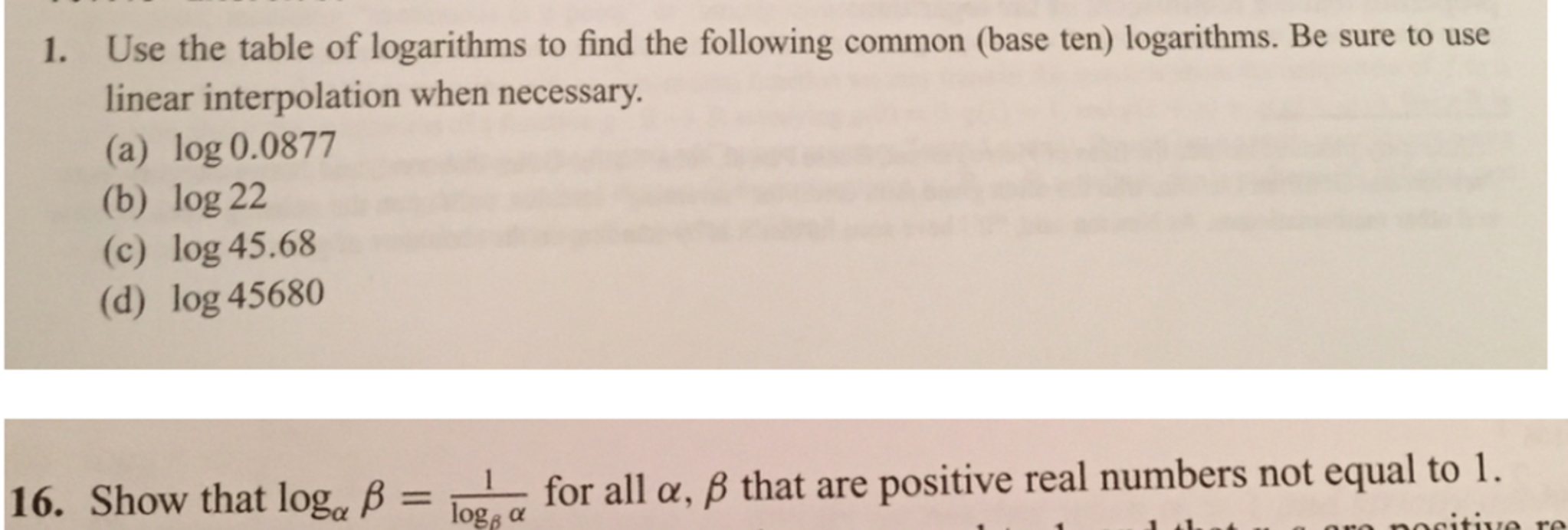 Solved Use the table of logarithms to find the following | Chegg.com