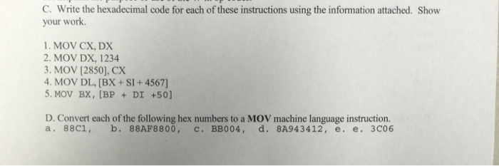 Write the hexadecimal code for each of these | Chegg.com