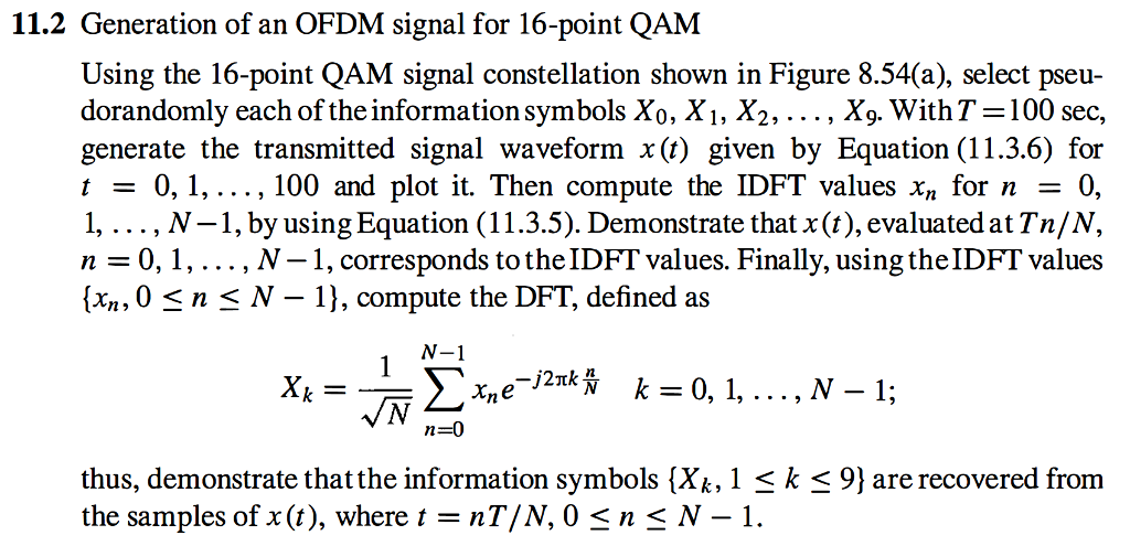 11.2 Generation of an OFDM signal for 16-point QAM | Chegg.com