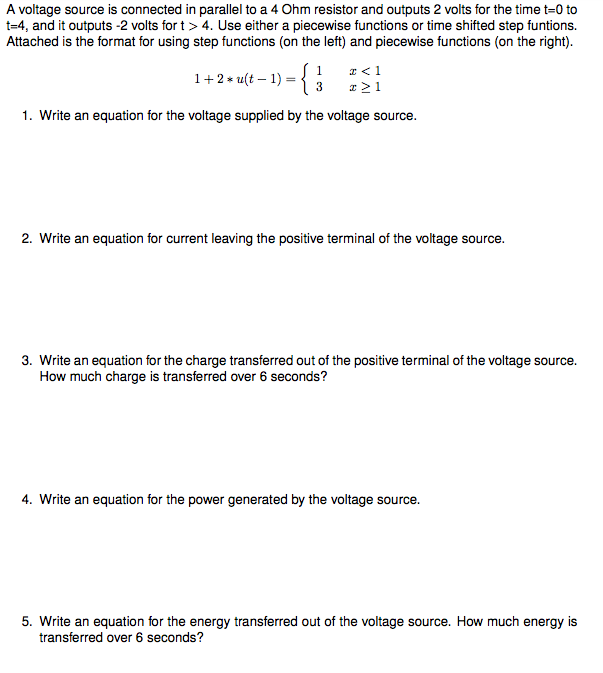 Solved A voltage source is connected in parallel to a 4 Ohm | Chegg.com
