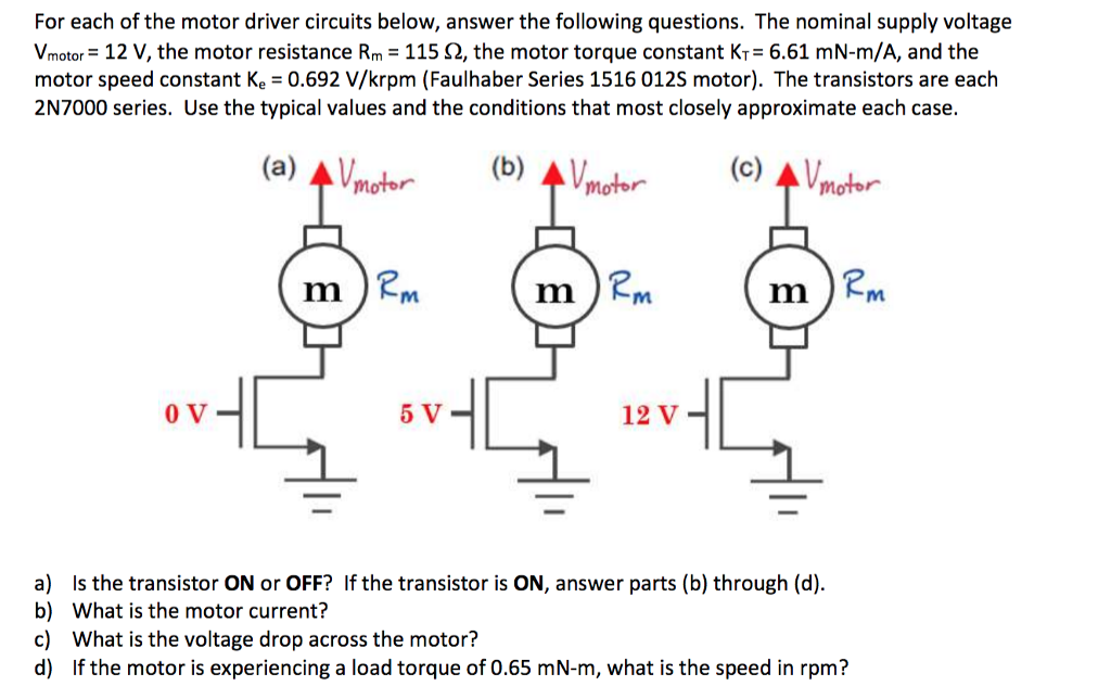 For each of the motor driver circuits below, answer | Chegg.com