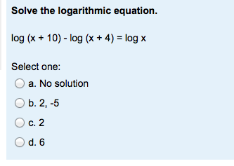 Solved Solve the logarithmic equation. log (x + 10) - log | Chegg.com