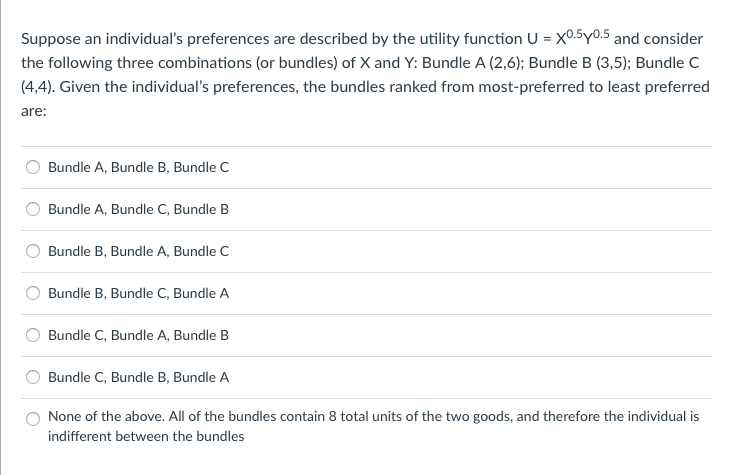 Solved Suppose an individual's preferences are described by | Chegg.com